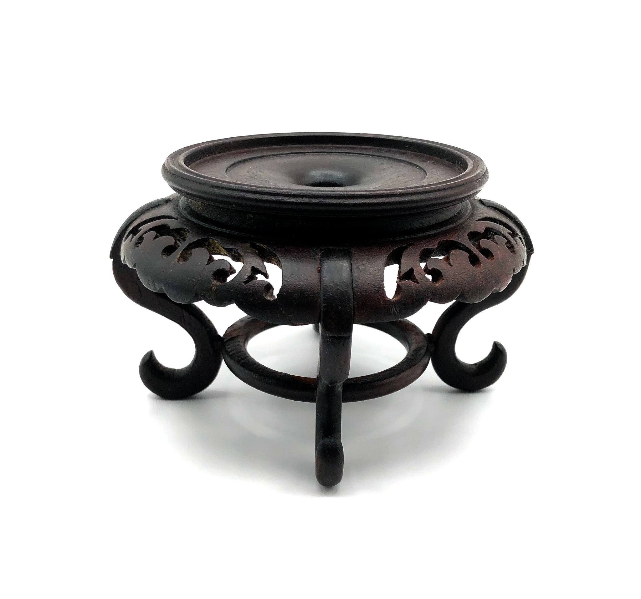 Antique Chinese Rosewood Display Stand with Serpentine Scroll Legs and