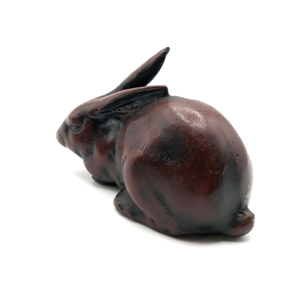 Antique Japanese Bronze Rabbits | Pair Usagi Okimono