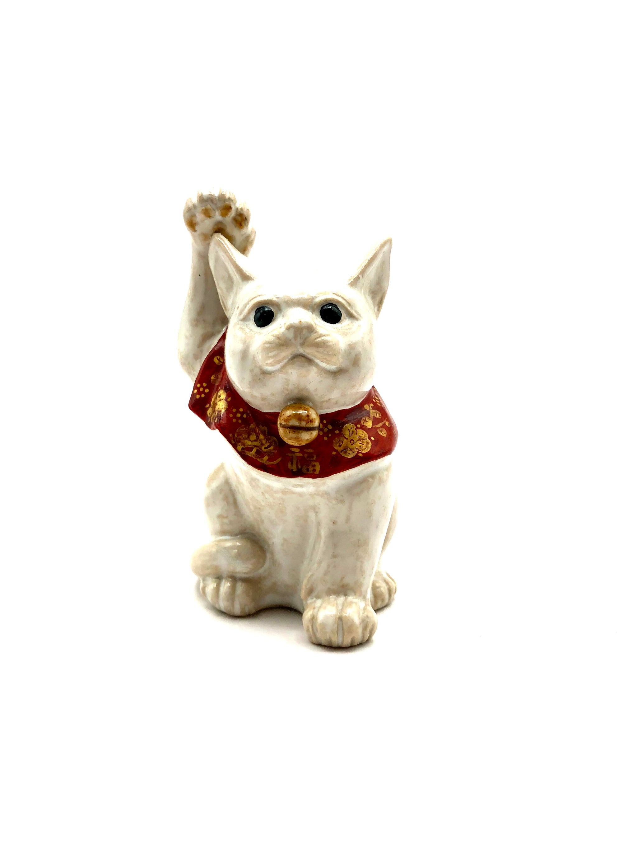 Vintage Japanese Kutani Porcelain Maneki Neko, (Lucky Cat) | “Inviting