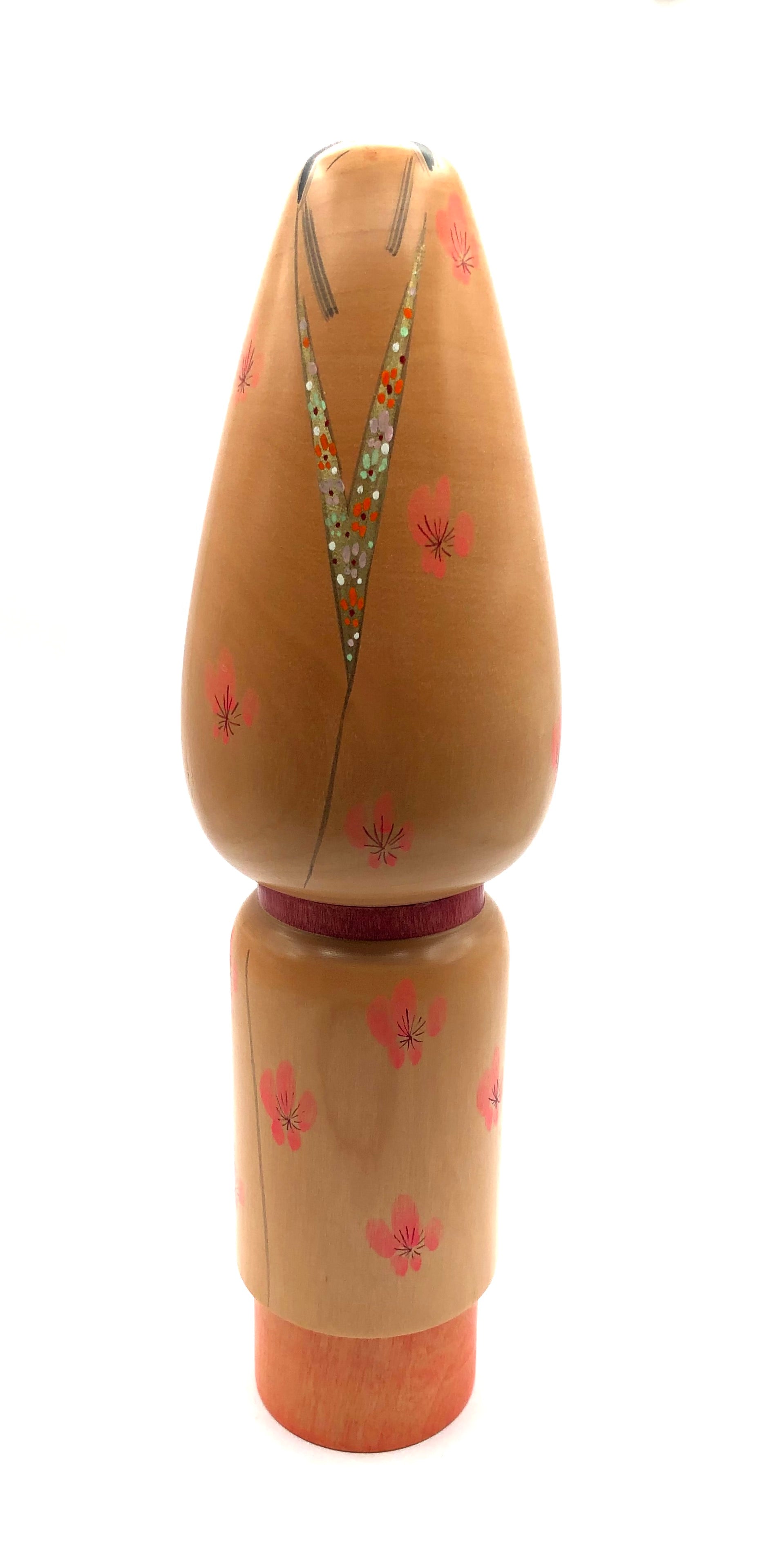 Vintage Sosaku Kokeshi entitled “Ume Groom | Plum Kimono” by Takahashi