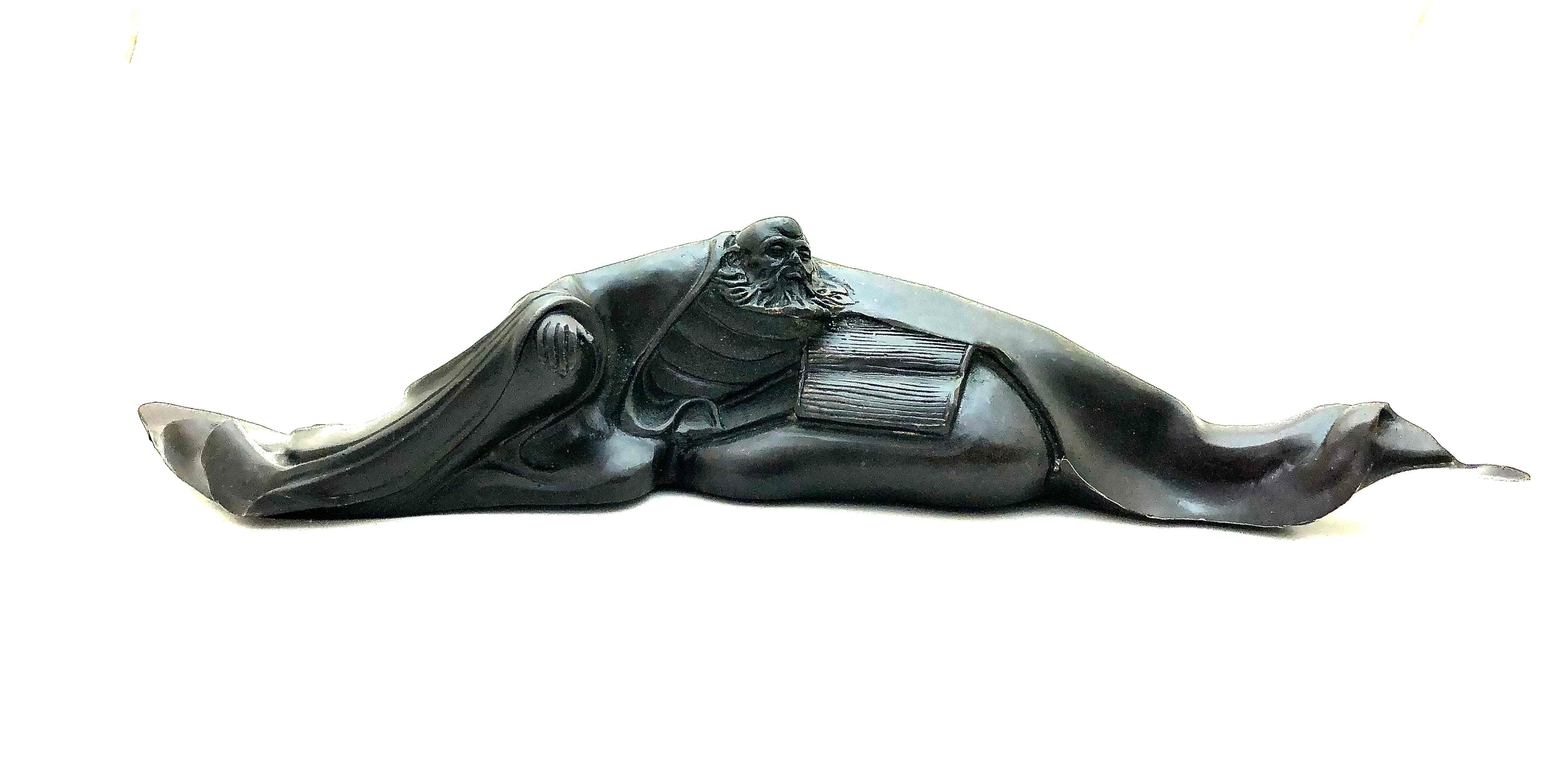 Vintage Chinese Bronze Scroll Weight of the Immortal Bodhidharma (Daru