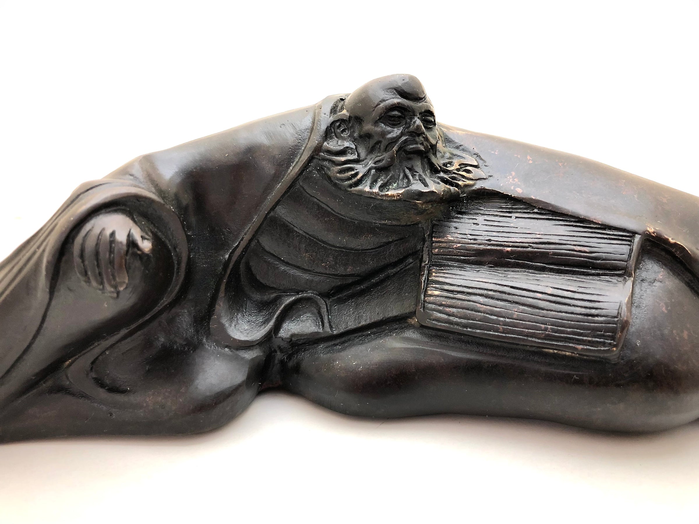 Vintage Chinese Bronze Scroll Weight of the Immortal Bodhidharma (Daru